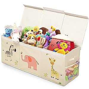 Nelio Extra Large Toy Chest – Big toy box for girls & boys, Toy boxes for kids extra large & foldable, Decorative storage boxes with lids, Toy organizers and storage for Bedroom, Playroom, Nursery (Beige)