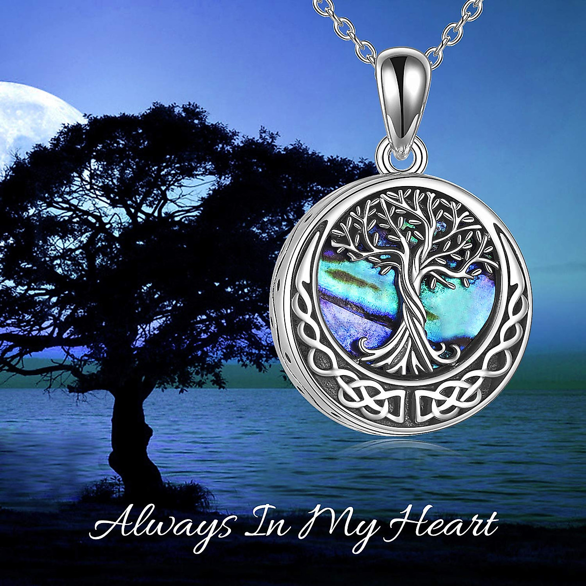 ONEFINITY Tree of Life Urn Necklaces for Ashes Sterling Silver Abalone Shell Tree of Life Cremation Jewelry for Ashes Memory Jewelry for Women Men