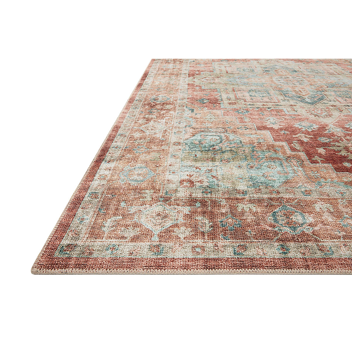Loloi II Heidi Collection HEI-01 Terracotta/Aqua 6'-0" x 9'-0" Area Rug