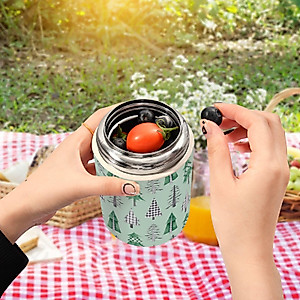 Christmas Green Kids Womens Insulated Food Jar Container with Spoon 17oz/500ml Container For Hot Food Stainless Steel Vacuum Portable Flask Insulated for Office Accessories