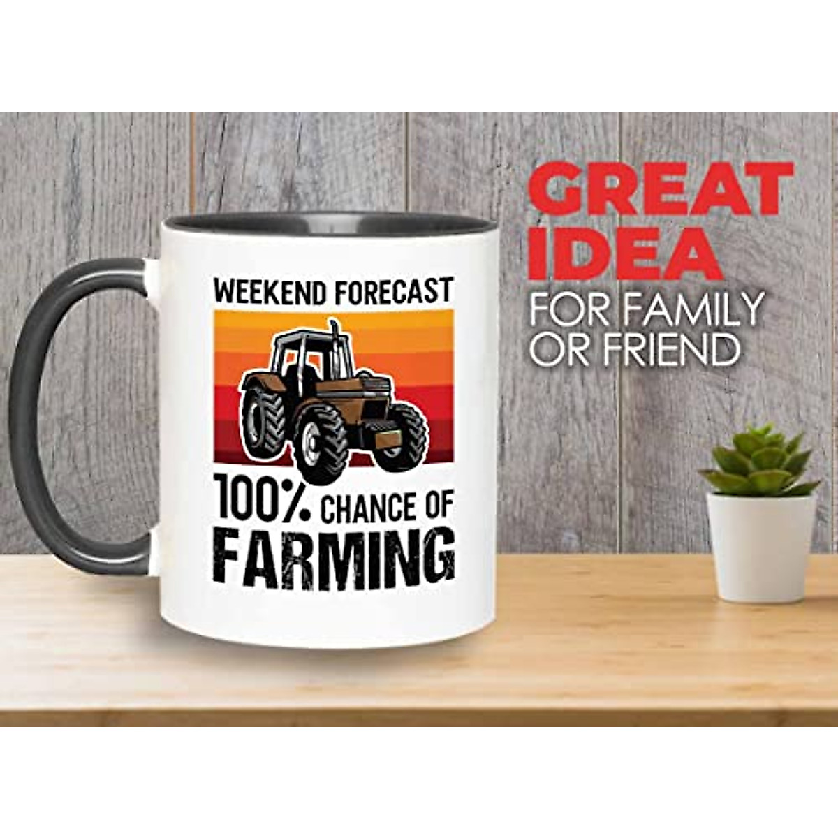 Bubble Hugs Farmer Birthday Two Tone Black Edition Coffee Mug 11oz - Forecast Farming - Dry Farming Farm ranch Market Garden Agricultural Seed Drill Acre Hay Tractor Farmer Crops