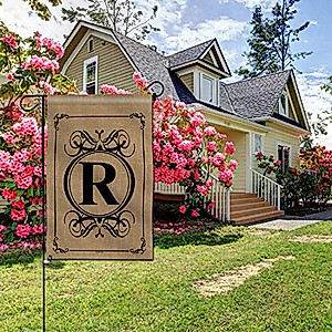 Anley Classic Monogram Letter R Garden Flag, Double Sided Family Last Name Initial Yard Flags - Personalized Welcome Home Decor - Weather Resistant & Double Stitched - 18 x 12.5 Inch