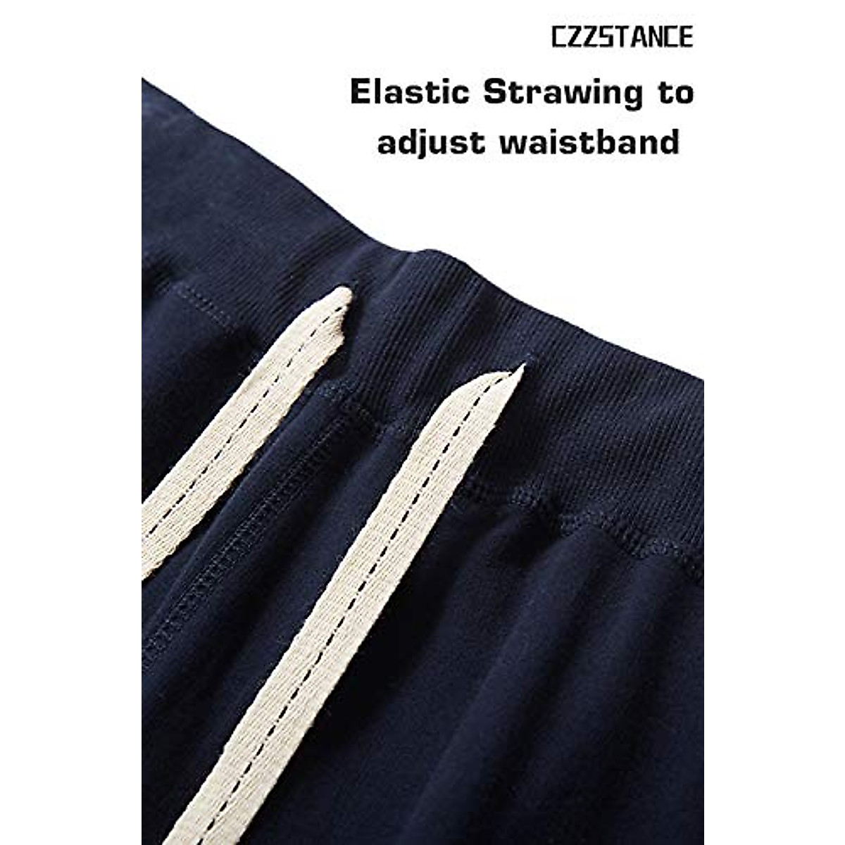 czzstance Mens Shorts Casual Cotton Athletic Shorts Drawstring Workout Running Shorts with Pockets Navy