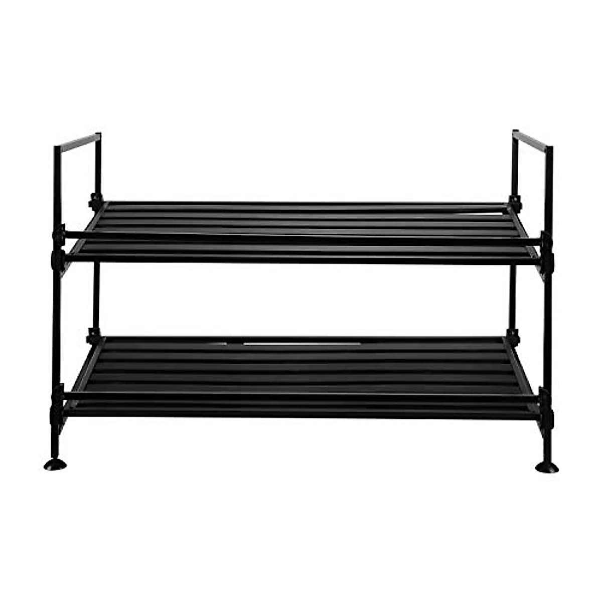 Organize It All 2 Tier Shoe Rack, Dimensions: 25.12 x 11.42 x 17.01, Stackable, Home Organization, Great for Closets, Bedroom, Freestanding, Easy Assembly, Espresso