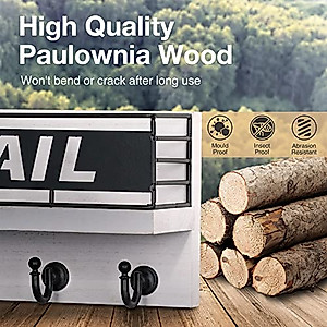 rorecay Key Holder for Wall Decorative: Easy Install Farmhouse Key Hanger Mail Organizer Wall Mount, Wood Keyholder Mail Holder with Shelf for House Entryway Decor, White