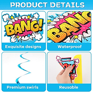 27pcs Super Theme Party Decorations Set Hero Birthday Banner Hanging Swirls and Honeycomb Centerpieces Fun Hero Theme Party Decor for Boys Girls Kids Baby Shower Party Supplies Favor