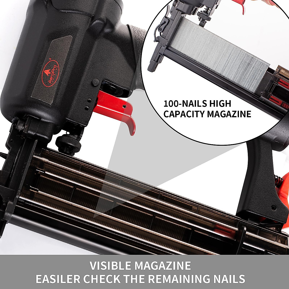 AEROPRO Tools Pneumatic Brad Nailer, 18 Gauge 2 in 1 Air Brad Nail Gun and Staple Gun with 1000pcs Nails for Upholstery, DIY Project, Woodworking