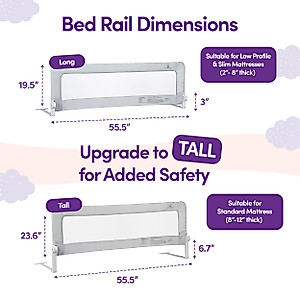 Bed Rail for Toddlers - Extra Long Toddler Bedrail Guard for Kids Twin, Double, Full Size Queen & King Mattress - Baby Bed Rails for Children (Grey XL)
