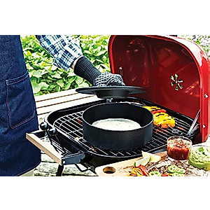 Outset Cast Iron Multi-Purpose Pot, Tortilla and Pancake Warmer, 3 Quart, Black