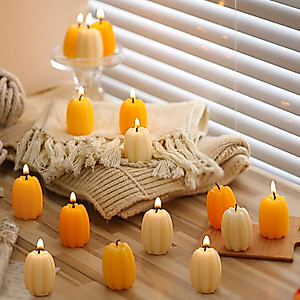 Conelist 12 Pcs Pumpkin Shaped Candles Thanksgiving Pumpkin Decoration Fall Pumpkin Themed Decorative Mini Pumpkin Soy Wax Scented Candle Handmade Orange Autumn Decor for Home Bedroom Bathroom Party