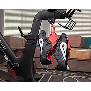 Shoe Hanging Hooks - Space-Saving Hanging Storage for Peloton Shoes, Sandals, Sneakers - Plastic Holder for Stationary Exercise Bikes - Organizer Hanger Cycling Accessories - Black