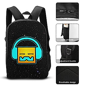 ONBJKPLG Geometry Dash Anime Backpack 17 Inch Cute Funny Bookbag Casual Laptop Daypack for Travel Picnic Camping