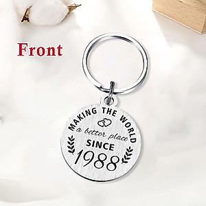 ABNTY 37th Birthday Gifts for Women Men, 37 Year Old Birthday Keychain, Born in 1988 Gifts, 1988 Birthday Decorations