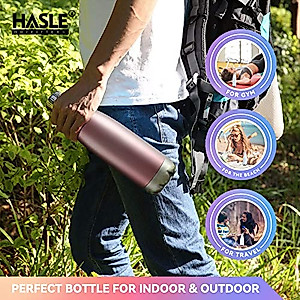 HASLE OUTFITTERS 17oz Stainless Steel Water Bottles, Vacuum Insulated Water Bottles Double Walled Reusable Metal Sports Water Bottles Keep Drinks Hot and Cold, RoseGold, 1Pack