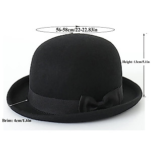 CXQRR Black Bowler Derby Hat Short Rolled Brim Fedora Hat for Men and Women