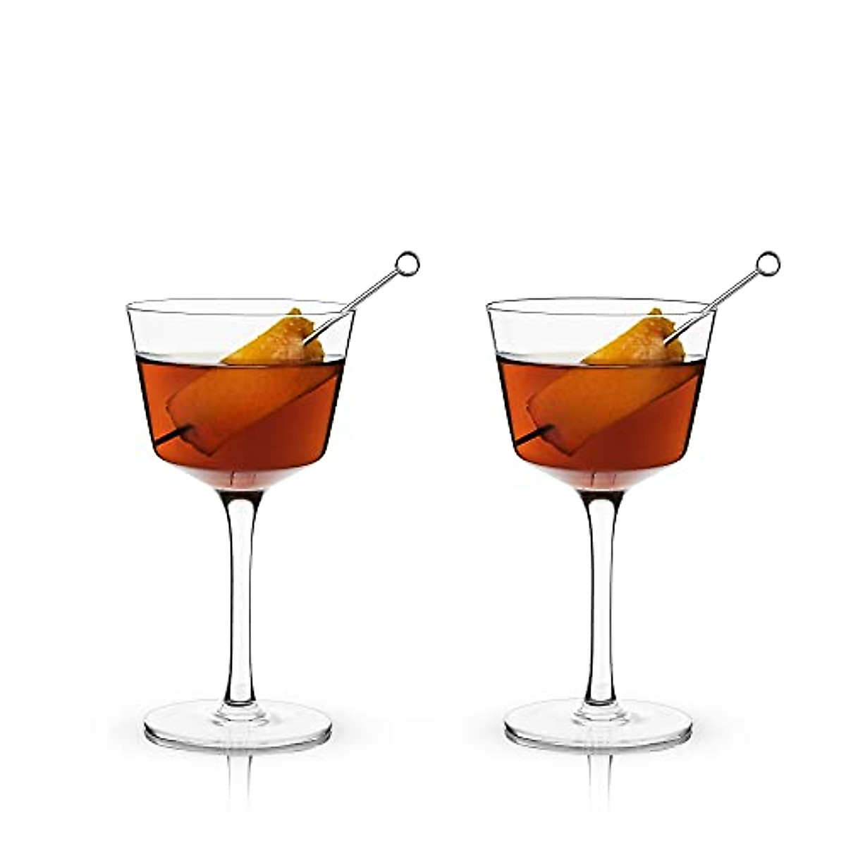 Viski Nick and Nora Glasses, Stemmed Drinkware, Premium Crystal Cocktail Glasses, Cocktail Coupe Glasses, Home and Bar Glass cups, Set of 2, 6oz