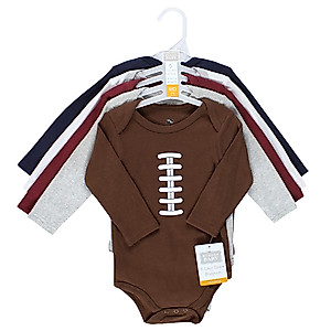 Hudson Baby baby girls Long-sleeve Bodysuits Hudson Unisex Cotton Long Sleeve Bodysuits Football Buddy 0 3 Months, Football Buddy, 0-3 Months US