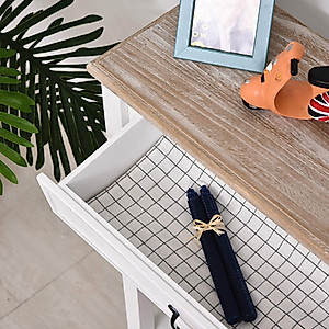 HOMCOM Modern Style Sofa Console Entry Hallway Table with Drawer and Shelves, Sturdy Build, and Large Storage, White