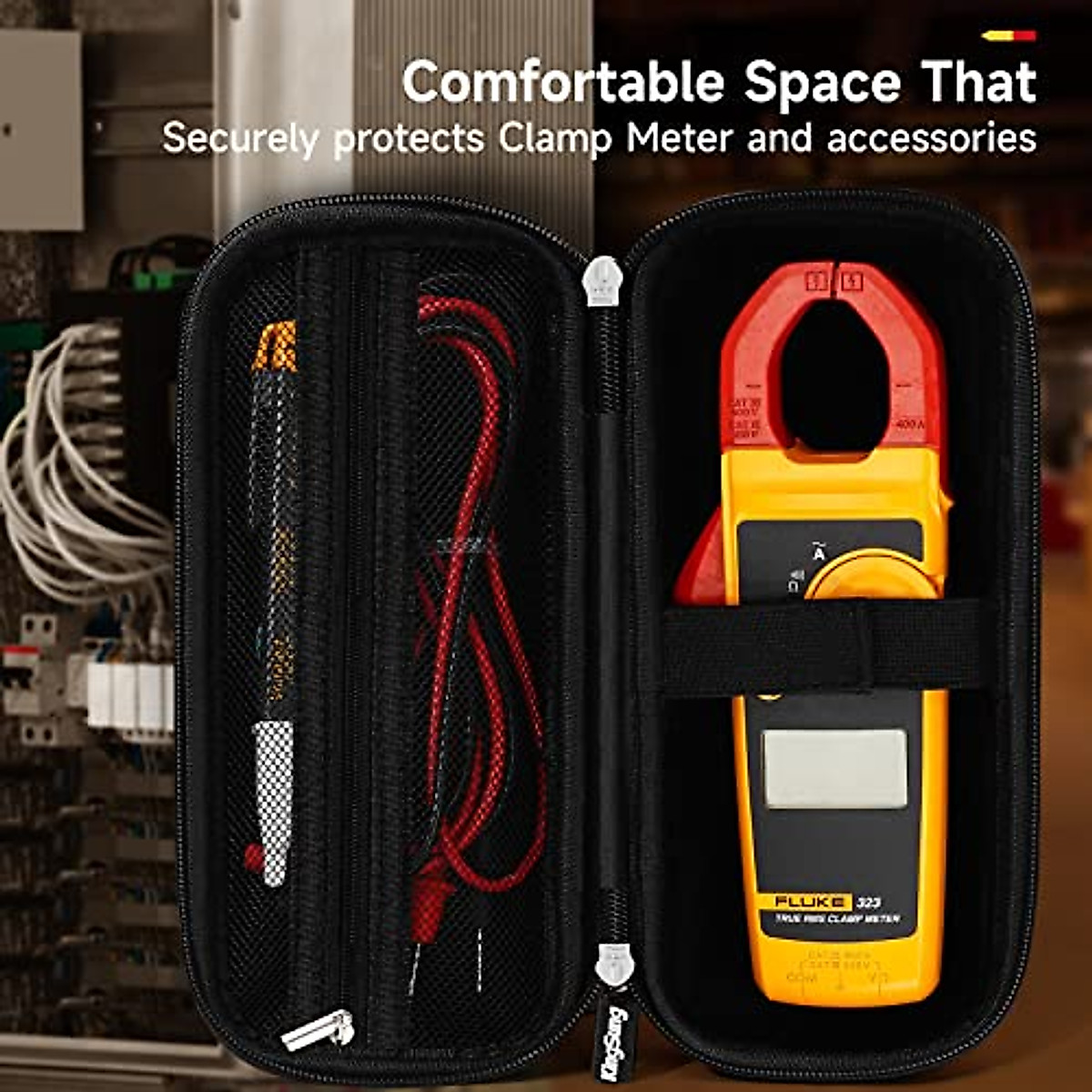 KingSung Hard Carrying Case for Fluke 323/324/325/302/303/305 Digital Clamp Multimeters and 374/375/376/902 FC True RMS Meters, with Wide Rubber Handle Strap, EVA Strong Drop-Resistant Shell,Yellow