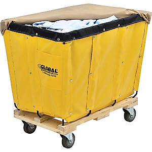 Global Industrial 8 Bushel, Yellow Vinyl Basket Bulk Truck, Unassembled, 34"L x 22"W x 30-1/2"H