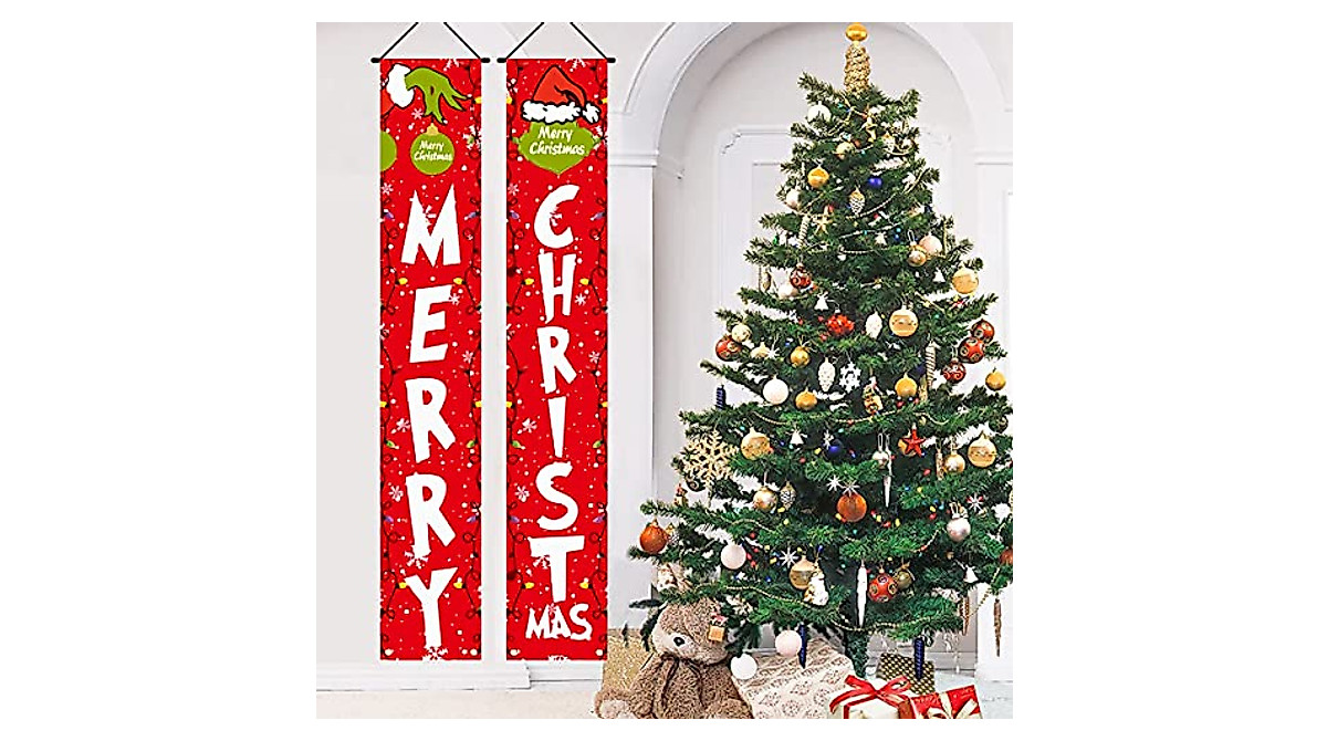 Varkululx Grinch Christmas Decorations - Jumbo Porch Banner Sets