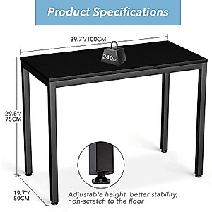 PayLessHere Home Office Gaming Large Corner Writing Black Student Art Modren Sturdy Simple Style ​PC Wood and Metal Desk Workstation for Small Space, 39" (39 in Computer Desk)