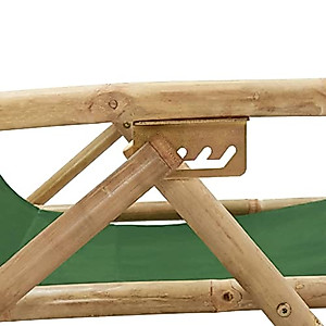 MBFLUUML Folding Beach Chair with Pillow, Beach Sling Patio Chair, Reclining Relaxing Chair Green Bamboo and Fabric Suitable for Lawn, Garden, Porch and Backyard.