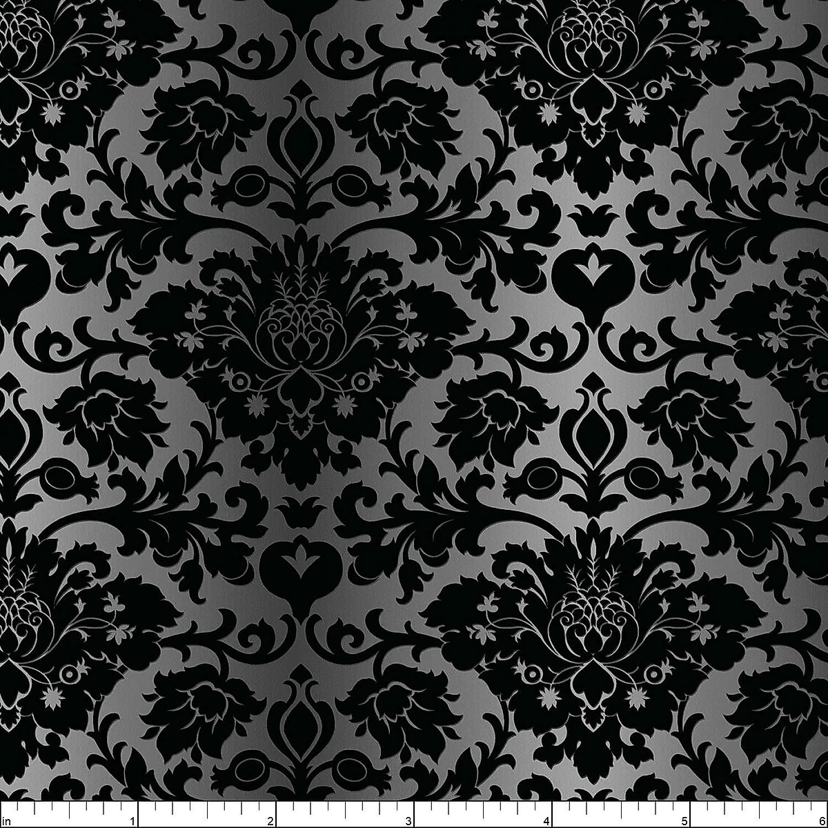 Kanvas by Benartex Flower Festival 2 Damask Black, Fabric by The Yard