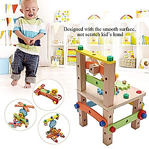 Zerodis Wooden Multifunctional Screw Assembling Chair Toy Nut Combination Intelligent Toy for Kid Child Brain Practicing(A)