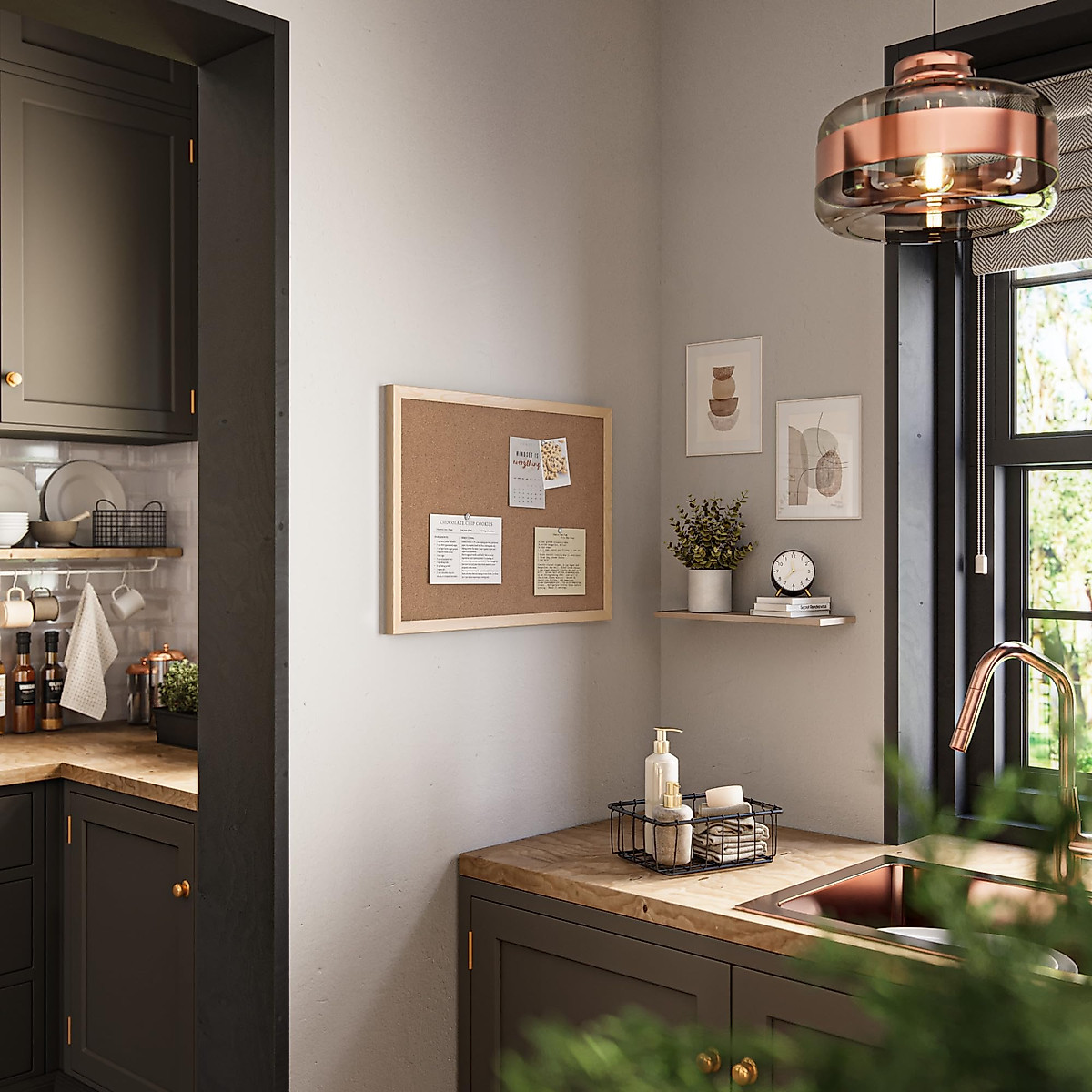 U Brands Cork Bulletin Board, 24 X 18 Inches, Birch MDF Frame