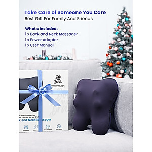 BOB AND BRAD Back Massager with Heat, Cordless Shiatsu Massagers for Neck and Back, Neck and Shoulder Massager, 3D Kneading Massage Pillow for Muscle Pain Relief, Relaxation Gifts for Women Men