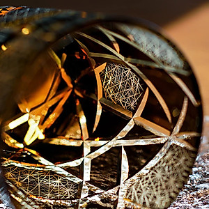 N/C JINZHI Edo Kiriko Old Fashioned Glasses Japanese Style Crystal Amber 8 OZ Black Diamond Cut Glass Cup Tumbler for Vodka Cocktail Whiskey