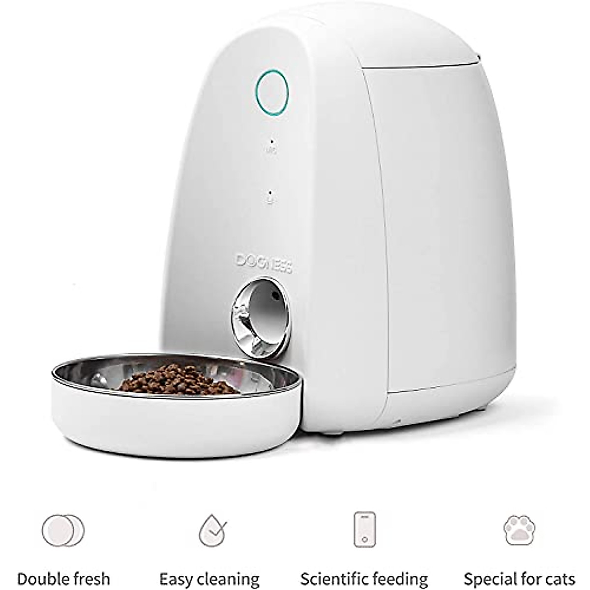 DOGNESS Smart Feed Automatic Cat Feeder, Wi-Fi Enabled Pet Feeder for Cat and Small Dog, Smartphone App for iOS and Android, Portion Control, Fresh Lock System Auto Food Dispenser