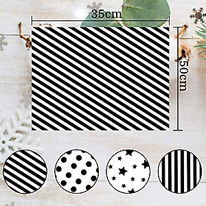 Whaline 120 Sheet White Black Tissue Paper Star Stripes Dots Pattern Tissue Paper 4 Styles Simple Gift Wrapping Paper Bulk for Birthday DIY Crafts New Year Gift Bag Supplies, 14 x 20"
