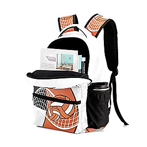 Anneunique Personalized Volleyball Orange Name Backpack Casual Travel Daypack for Hiking Traveling Sport