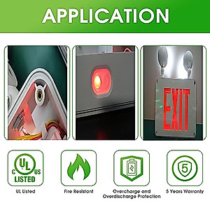 Garrini LED Emergency Light，Red Letter, Dual Rotational LED Emergency Combo with Backup Battery, Commercial Grade, Fire Resistant，Suitable for Wet Location Waterproof WCU