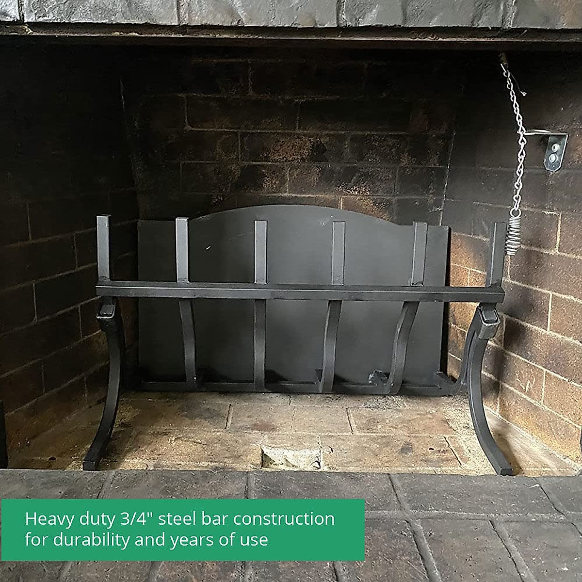 Titan High-Efficiency Log Grate with Reflective Fireback 26" Wide, 15.5" Tall