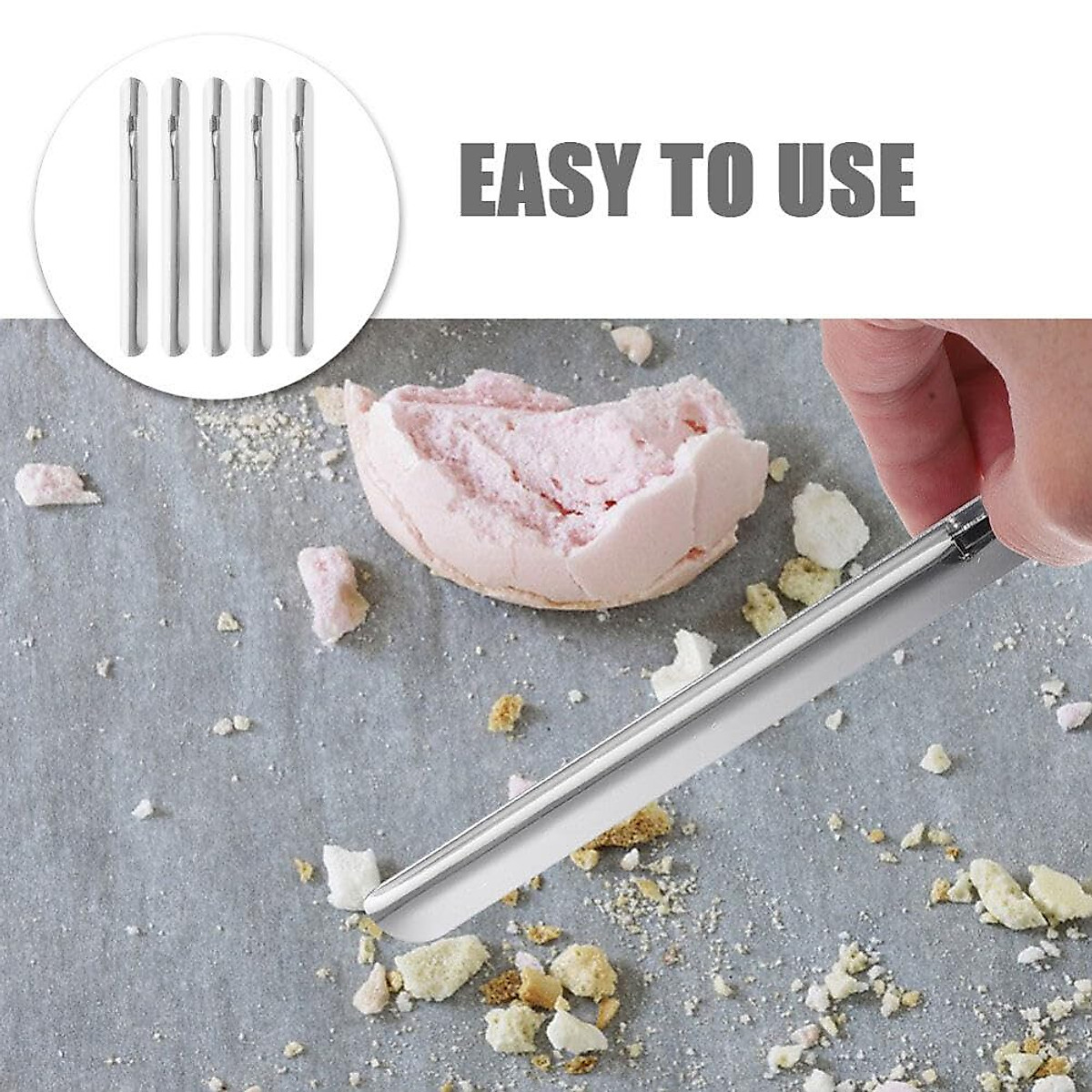 Healeved Crumb Sweeper, 5Pcs Stainless Steel Restaurant Crumb Cleaners Crumb Scraper Food Remover Desk Cleaning Tool for Tablecloth Waiters Waitresses Servers Silver