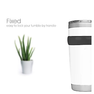 ALIENSX Tumbler Handle for YETI 20oz Rambler Cup, Anti Slip Travel Mug Grip Cup Holder for Stainless Steel Tumblers, Yeti, Ozark Trail, Rtic, Sic and More Tumbler Mugs (Black)