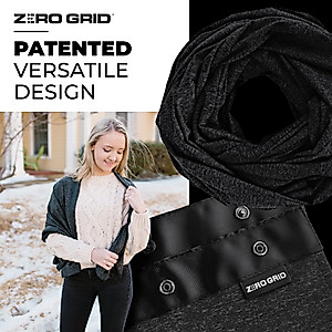 Zero Grid Infinity Fashion Scarf with Hidden Pockets Converts to Blanket and Wrap Perfect for Travel