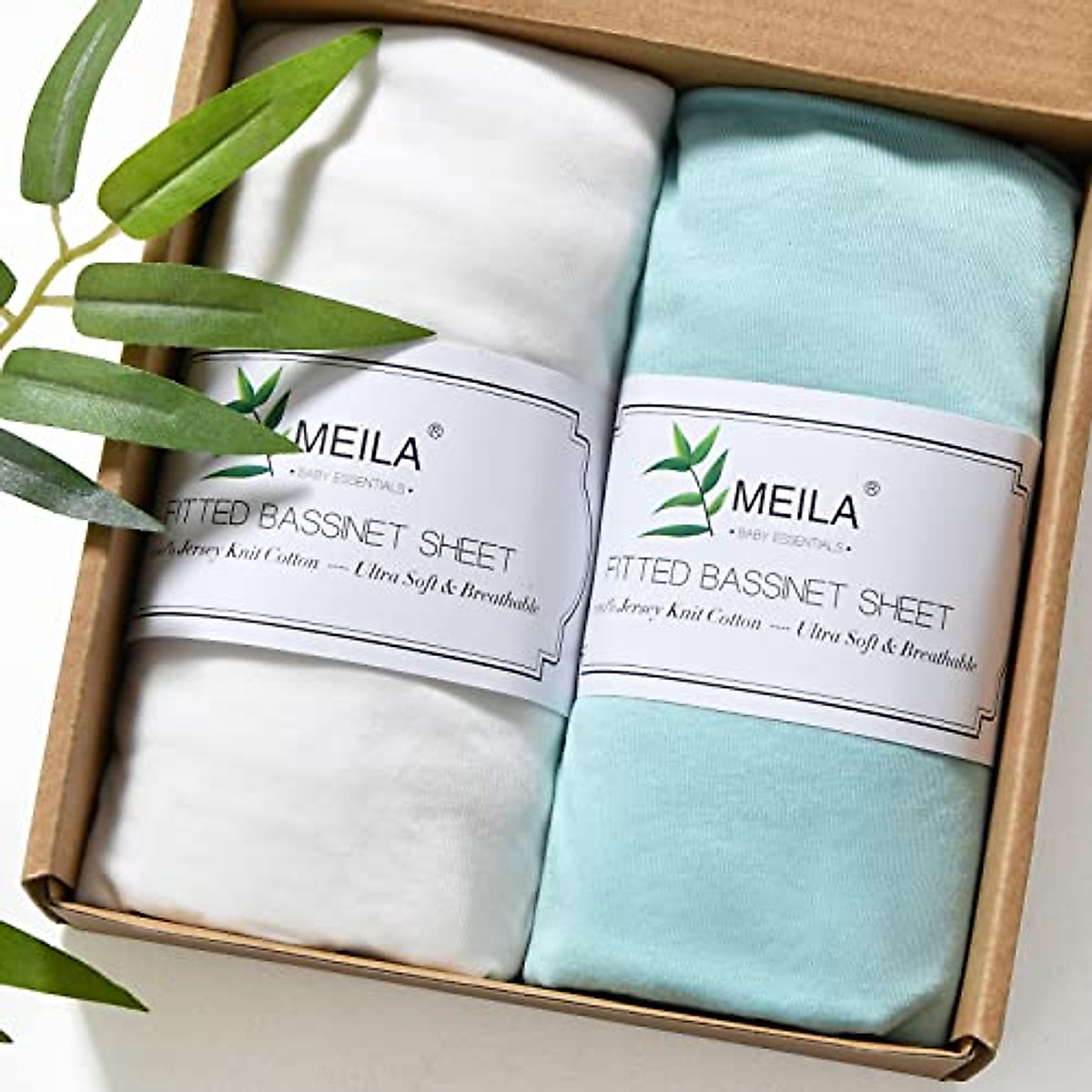 MEILA Bassinet Sheets Compatible with Mika Micky Bedside Sleeper, Mini Crib Sheets for Boy Girl, 100% Jersey Cotton Bassinet Matress Sheet, Ultra Soft, Pack of 2（33"×20"）