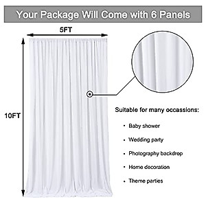 30 ft x 10 ft Wrinkle Free White Backdrop Curtain Panels, Polyester Photography Backdrop Drapes, Wedding Party Home Decoration Supplies
