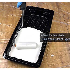 Great Andrew Paint Roller Tray Liner 4 Inch, 12 PCS Disposable Small Plastic Paint Trays Liners Perfect for Smaller Projects, DIY Painting etc. (Black)