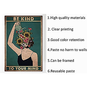 CENQCWARO Mental Be Kind to Your Mind Mental Health Posters Canvas Art Poster Picture Modern Office Family Bedroom Decorative Posters Gift Wall Decor Painting Posters 16x24inchs(40x60cm)