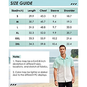 Mens Gradient Linen Shirts Casual Button Down Short Sleeve Beach Hippie Shirts Mint Green