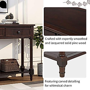 Merax LUMISOL 35.43" Accent Console Table, Entryway Sofa Table with 2 Drawers and Bottom Shelf, Easy Assembly, Espresso