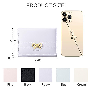 Sunwel Fashion Wallets Girls Cute Coquette Bow Small Wallet Aesthetic Card Holder ID Window Purse for Women (PURPLE)