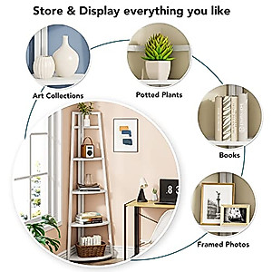 LITTLE TREE 5 Tier Tall Corner Shelf 70 Inch Corner Bookshelf Bookcase for Small Space, White