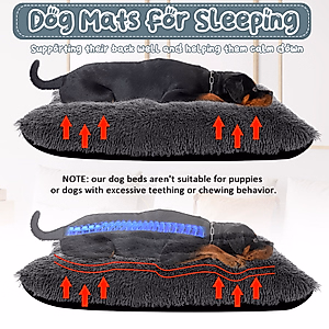 Suzile 2 Pcs Dog Cat Beds Dog Crate Beds with Machine Washable Anti-Slip Thick Puppy Beds Plush Pet Crate Pads Ultra Soft Dog Beds for Large Dog Pet Beds Medium Small Dogs, Gray(X-Large)