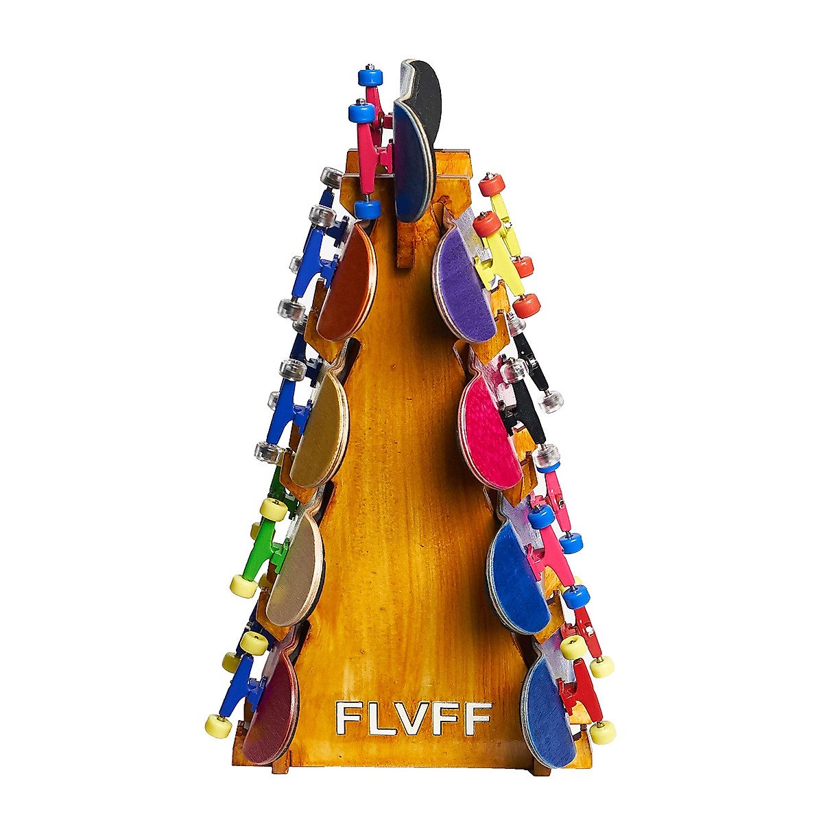 FLVFF Fingerboard Display Rack Storage Organizer Exhibit Finger Skate Rail ramps and Parks (RA2) (Brushed Light Brown)